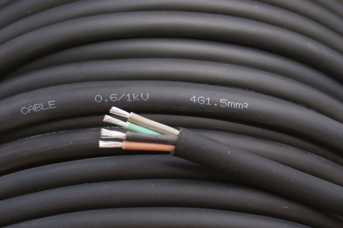 FLEXIBLE RUBBER 4G CABLE (3 CORE & EARTH) 1.5MM- BY THE METER ...